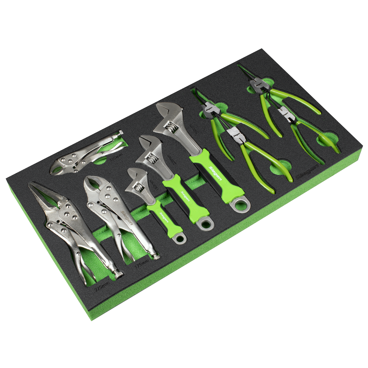 Siegen Adjustable Wrench & Pliers Set with Tool Tray 10pc [S01278]